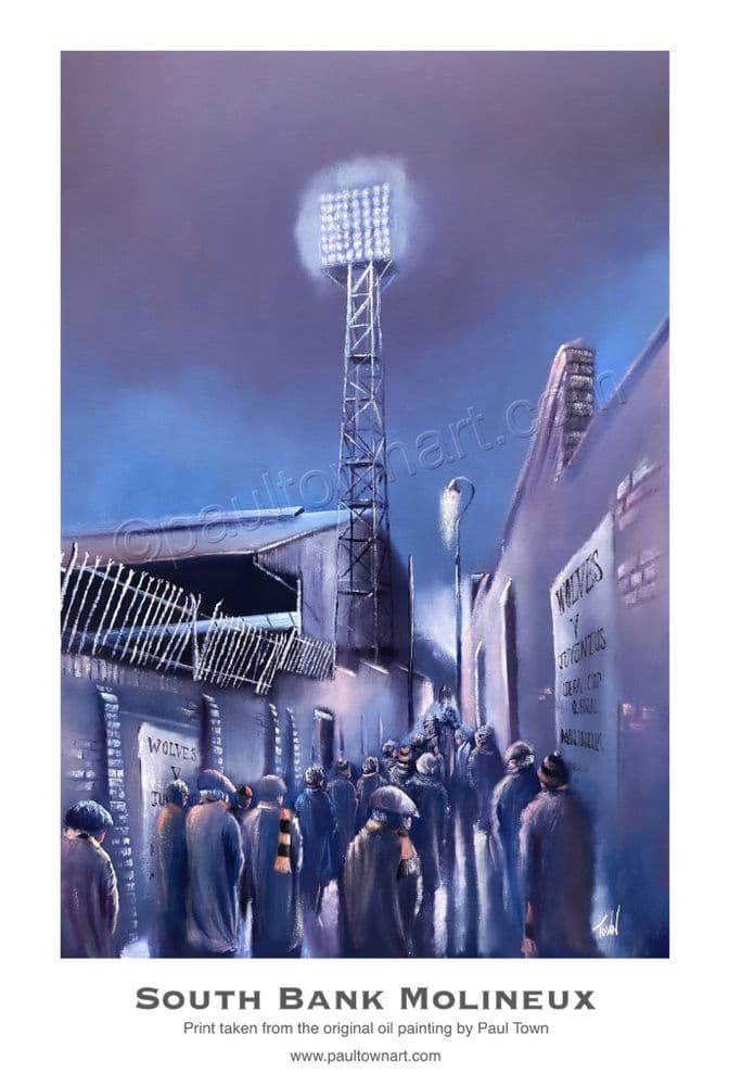 South Bank Molineux Wolves with additional text unframed A3 Print