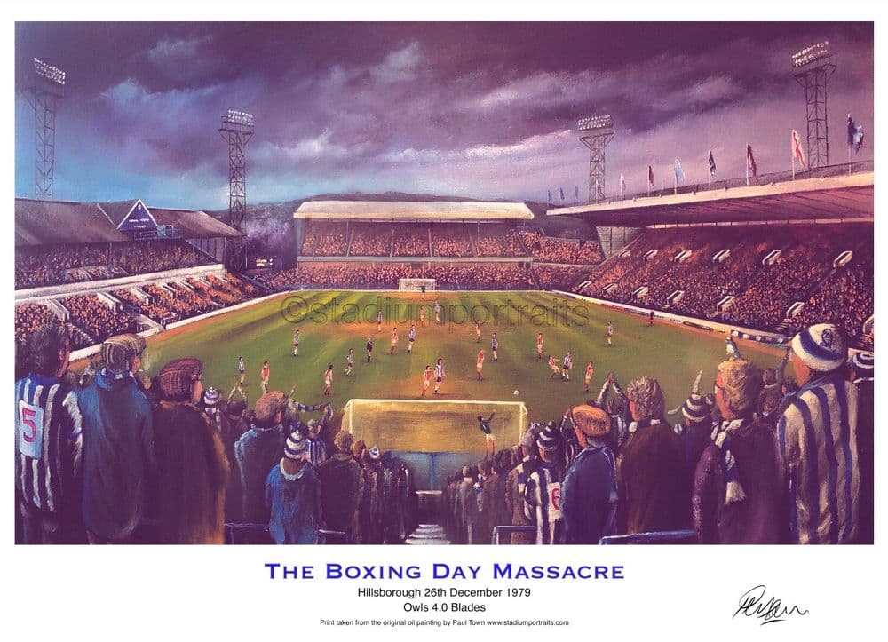 The Boxing Day Massacre 1979 Sheffield Wednesday A3 print with border
