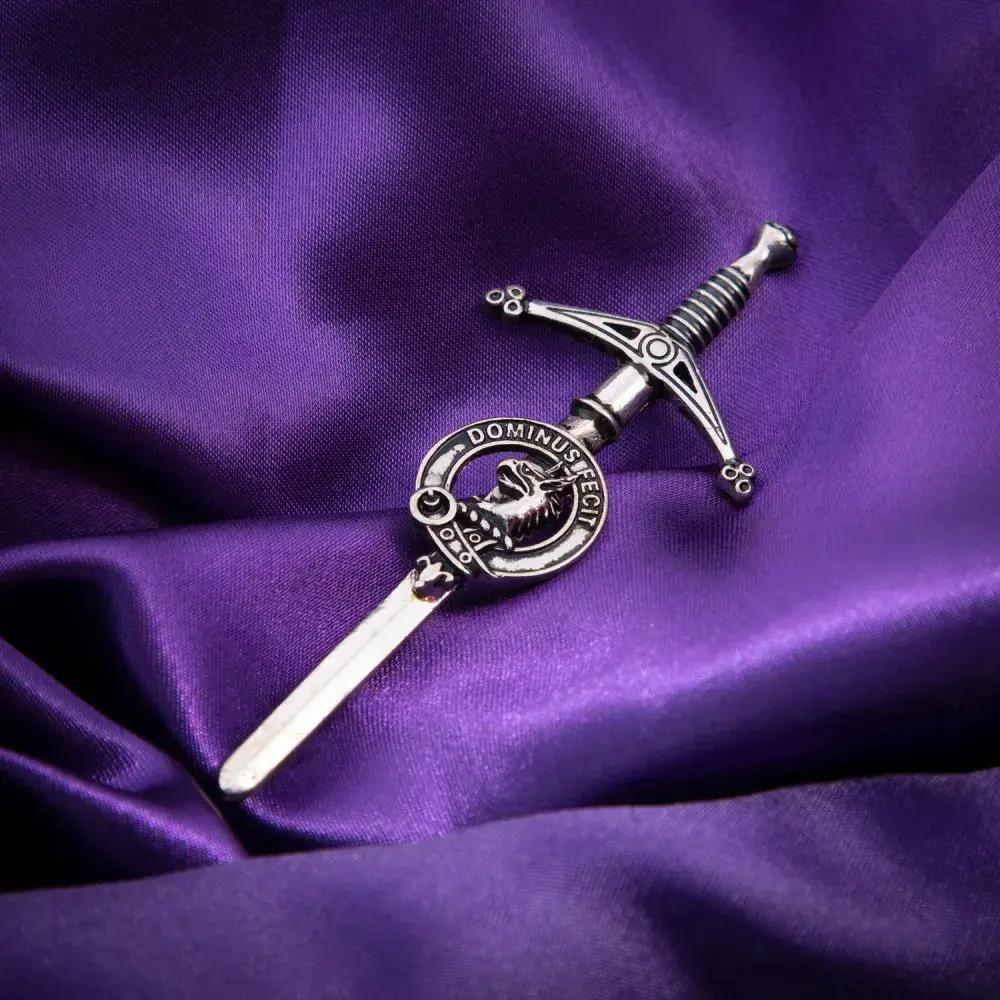 Baird Clan Kilt Pin - Traditional Scottish Surname Crest Sword Brooch
