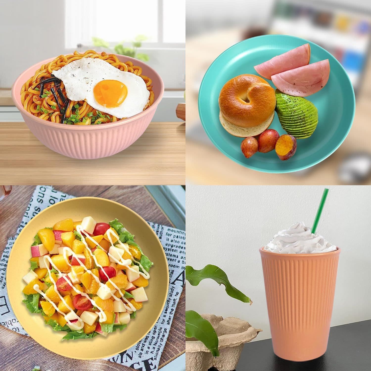 Camping Plates Unbreakable Dinner Sets for 6 18 Pcs Plastic Picnic Set ...