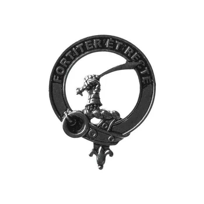 Elliot Clan Crested Scottish Polished Pewter Brooch Badge
