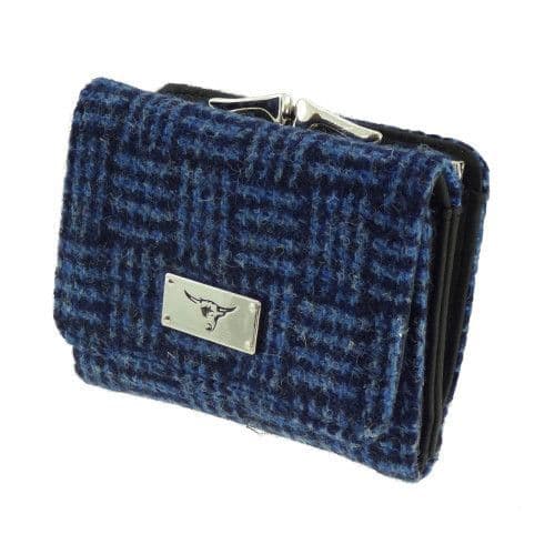Harris Tweed Blue Basket Weave Mini Wallet