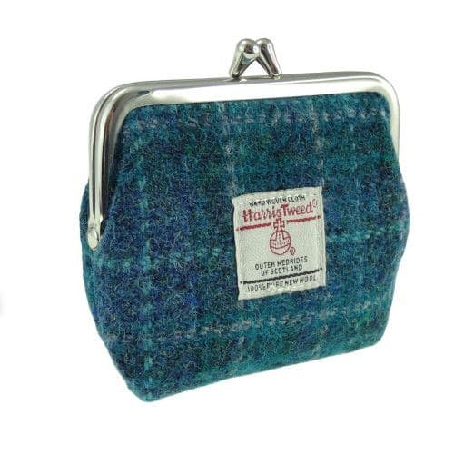 Harris Tweed Blue Check Clasp Purse