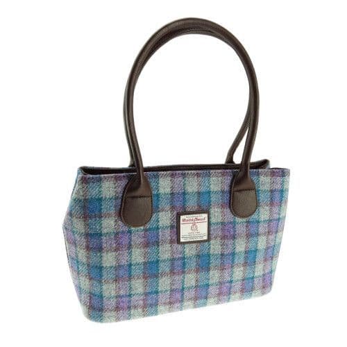 Harris Tweed Blue/Purple/Grey Check Classic Handbag