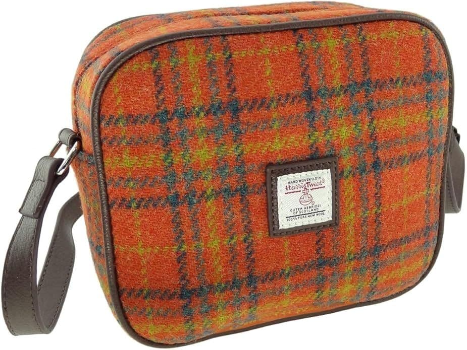 Harris Tweed Deep Orange Check Mini Shoulder Bag