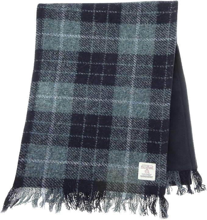 Harris Tweed Grey-Black Tartan Scarf
