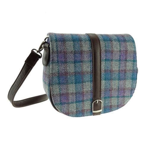 Harris Tweed Grey-Purple-Blue Check Shoulder Bag
