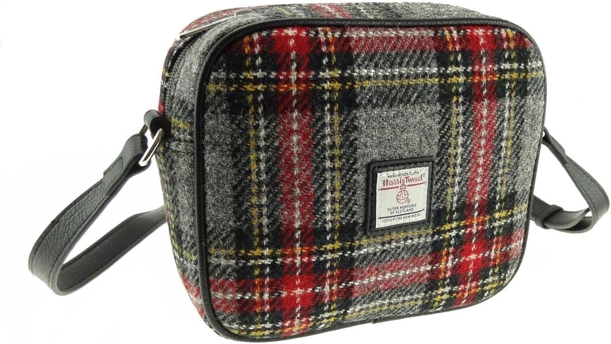 Harris Tweed Grey-Red Tartan Mini Shoulder Bag
