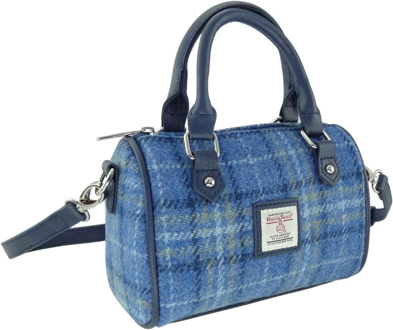 Harris Tweed Light Blue Check Mini Bag