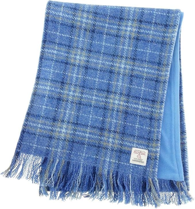 Harris Tweed Light Blue Check Scarf