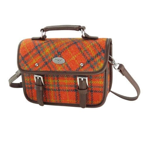 Harris Tweed Orange Check Satchel Bag