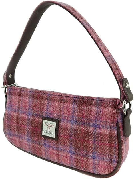 Harris Tweed Pink Check Baguette Handbag