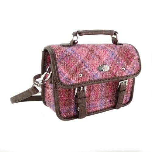 Harris Tweed Pink Check Satchel Bag