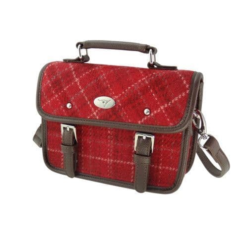 Harris Tweed Red Check Satchel Bag