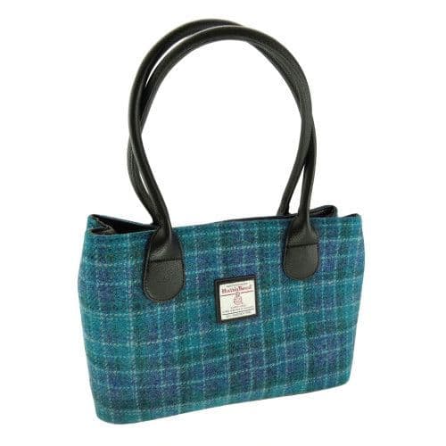 Harris Tweed Sea Blue Check Classic Handbag