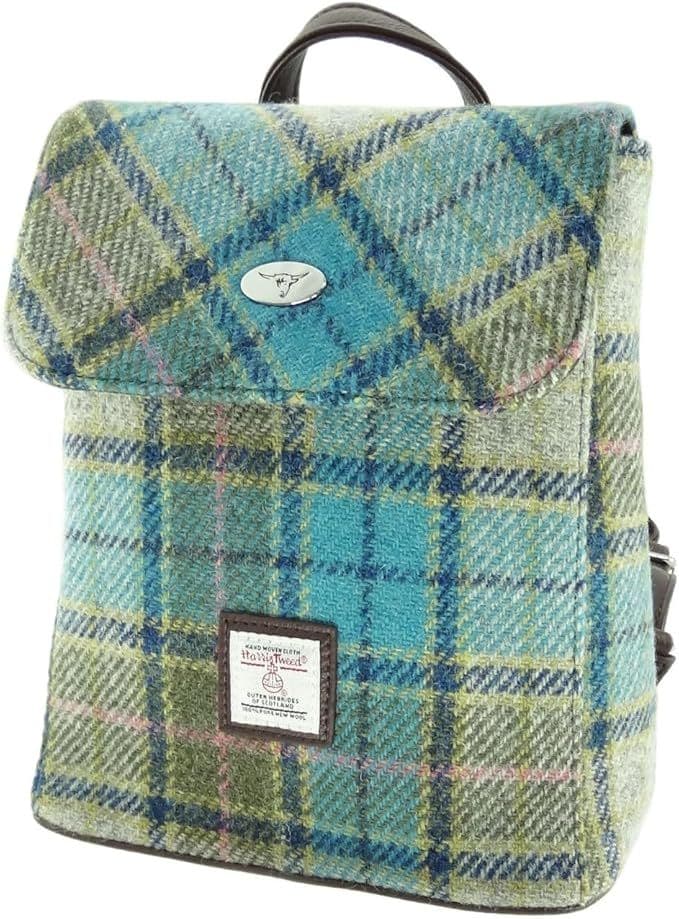 Harris Tweed Turquoise Tartan Mini Backpack