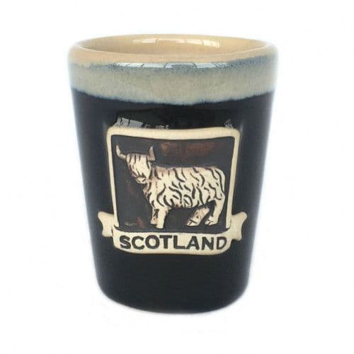 Highland Cow Shot Glass Black Stoneware Glass Dishwasher Safe Whisky ...