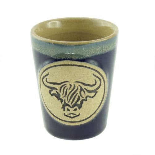 Highland Cow Shot Glass Blue Stoneware Glass Dishwasher Safe Vodka ...