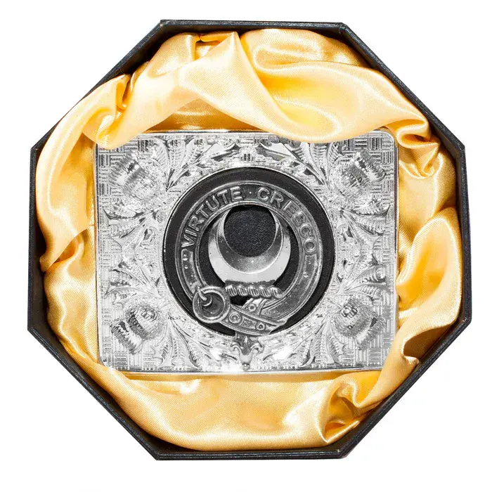 Leask Clan Crested Traditional Polished Pewter Scottish Belt Buckle New