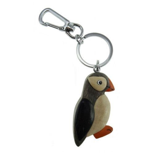 Puffin Bird Keyring Unique Wooden Keychain Limited Edition