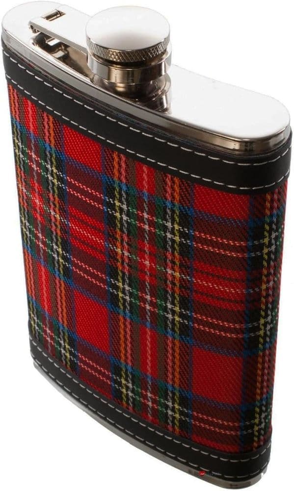 Scottish 8oz Hip Flask - Royal Stewart Tartan Design