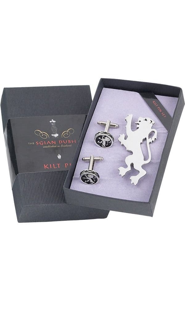 Scottish Elegant Traditional Lion Rampant Kilt Pin & Cufflink Gift Set