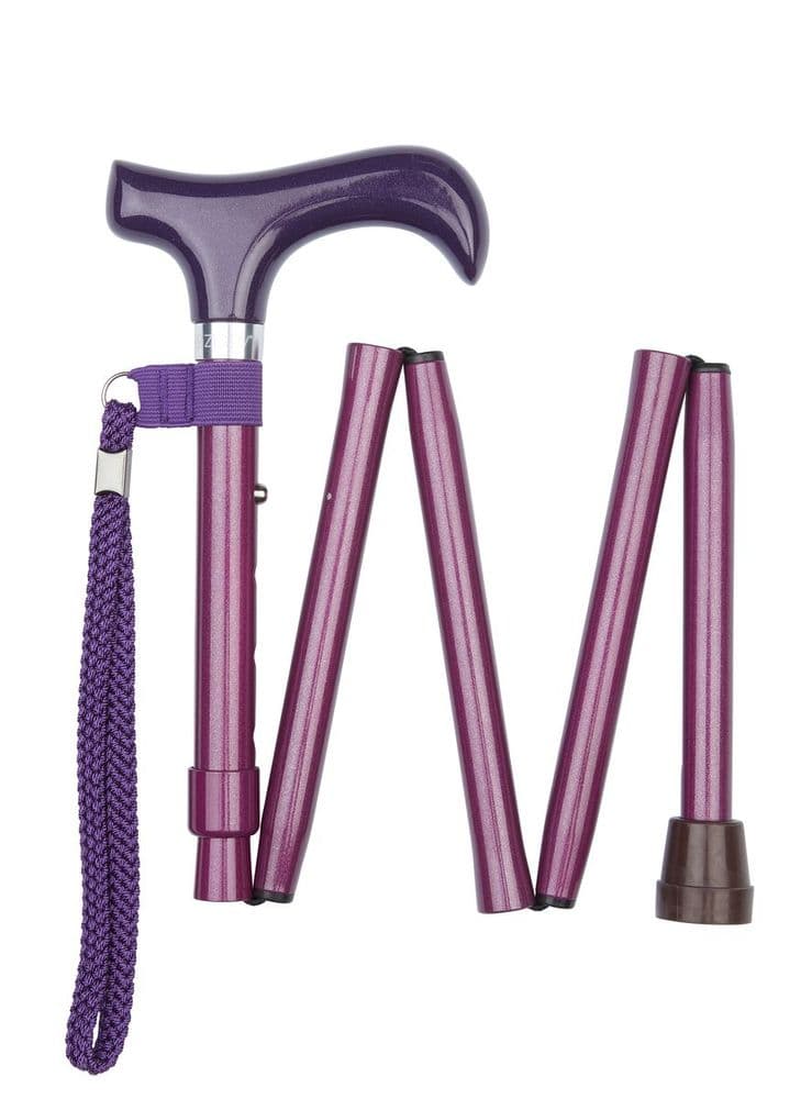 Scottish Mini Metallic Purple Adjustable Folding Walking Stick