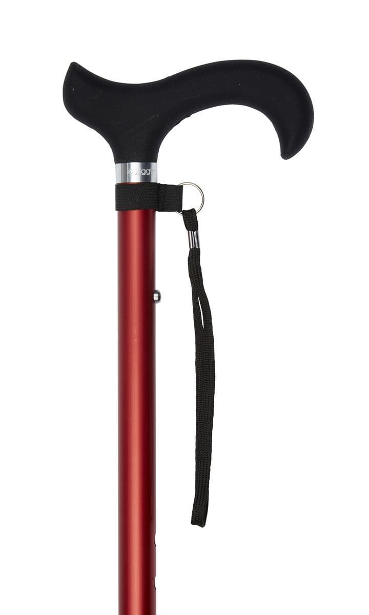 Scottish Red Silicone Derby Handle Adjustable Walking Stick