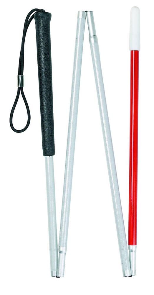 Scottish White & Red Folding Guide Walking Stick