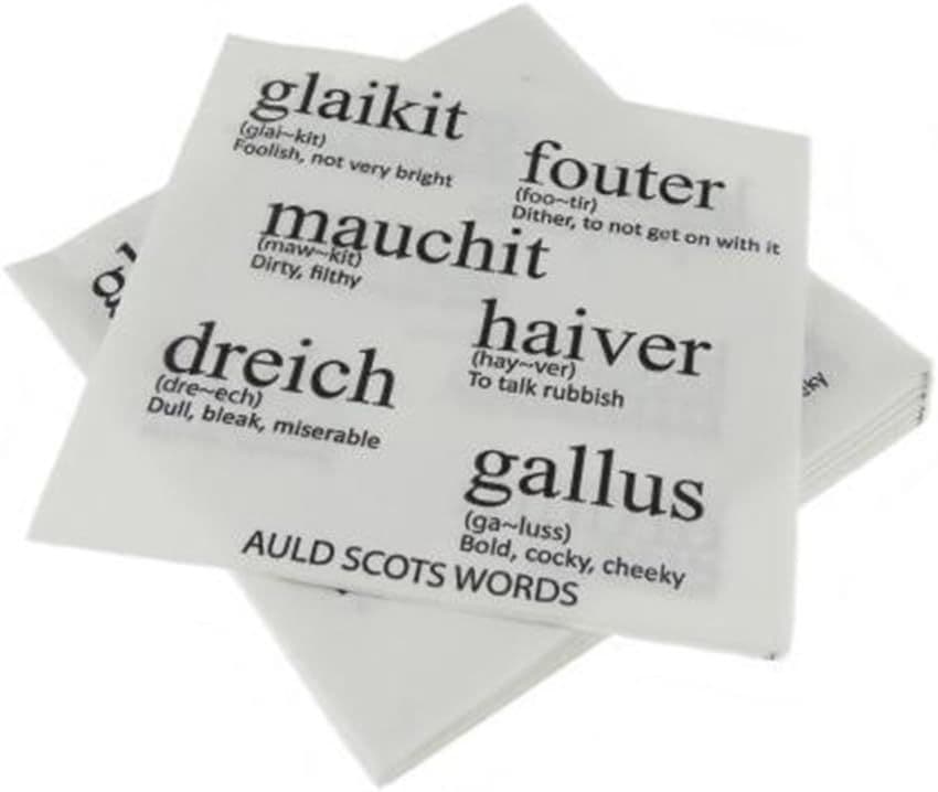 Set of 20 Auld Scots Words Napkins 33cm x 33cm