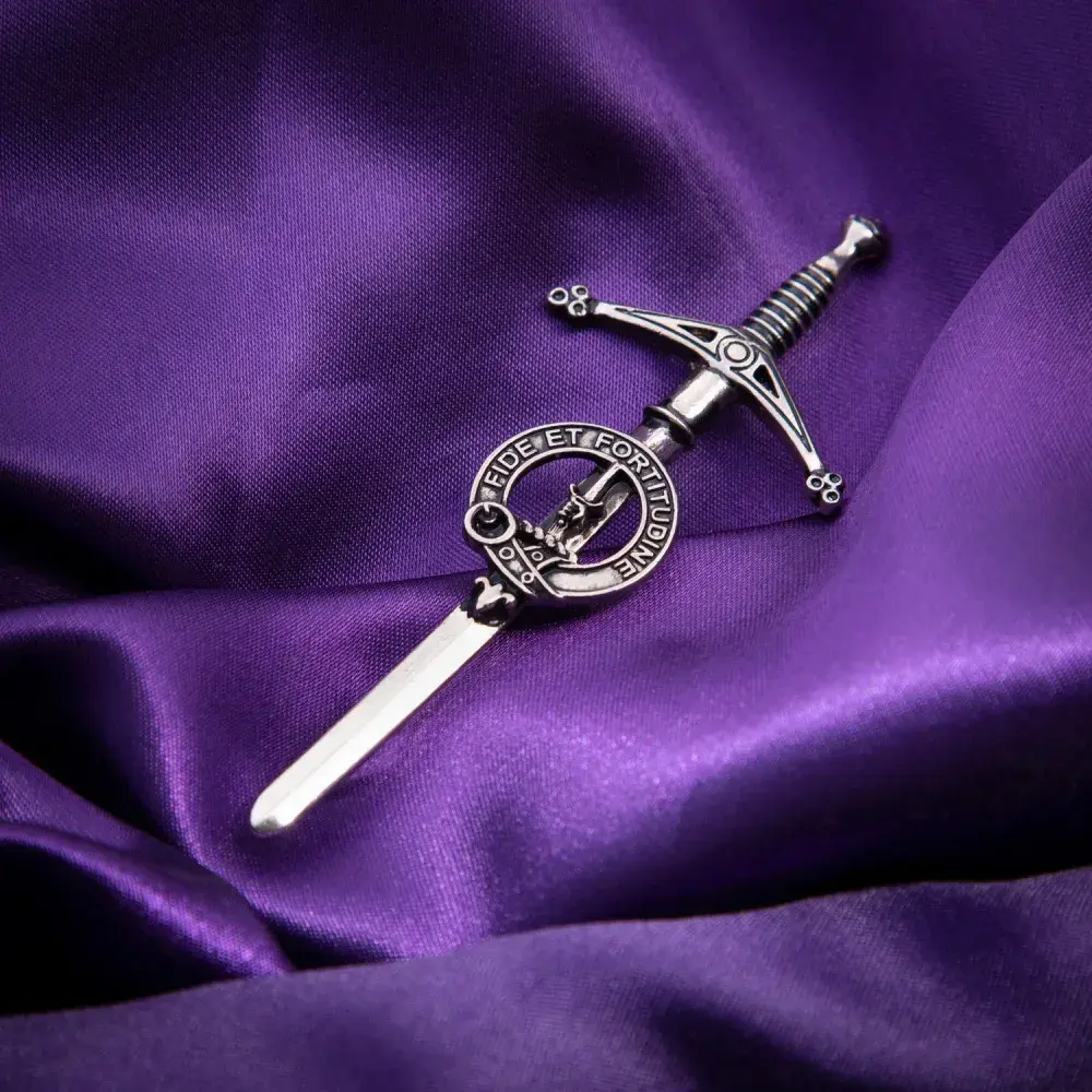 Shaw Clan Kilt Pin - Traditional Scottish Surname Crest Sword Brooch