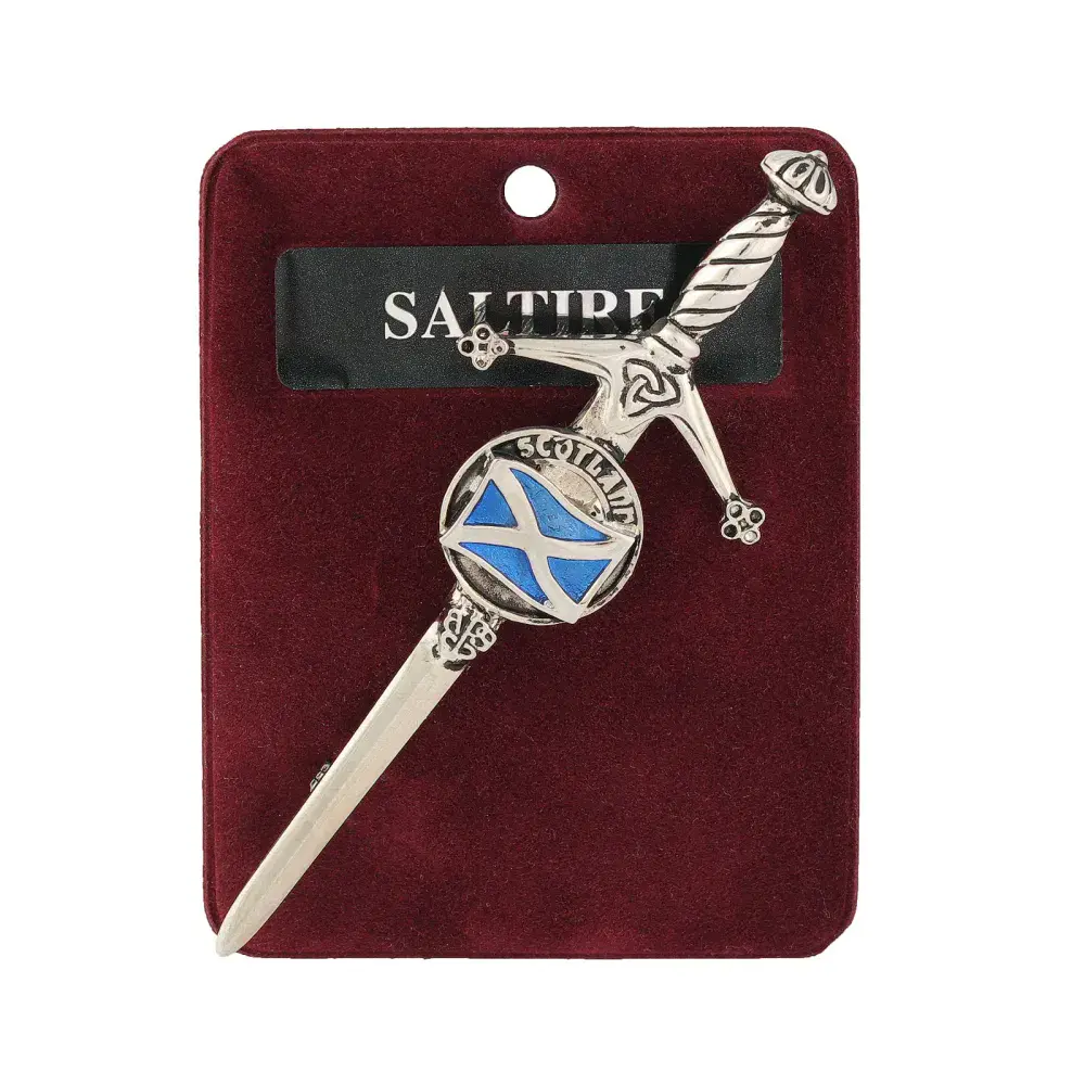 Traditional Scottish Art Pewter Kilt Pin Saltire Made in Scotland