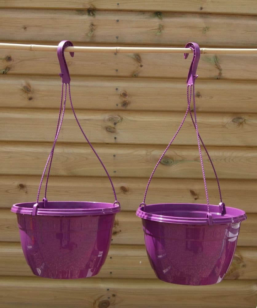 2 x Purple27cm Hanging Baskets