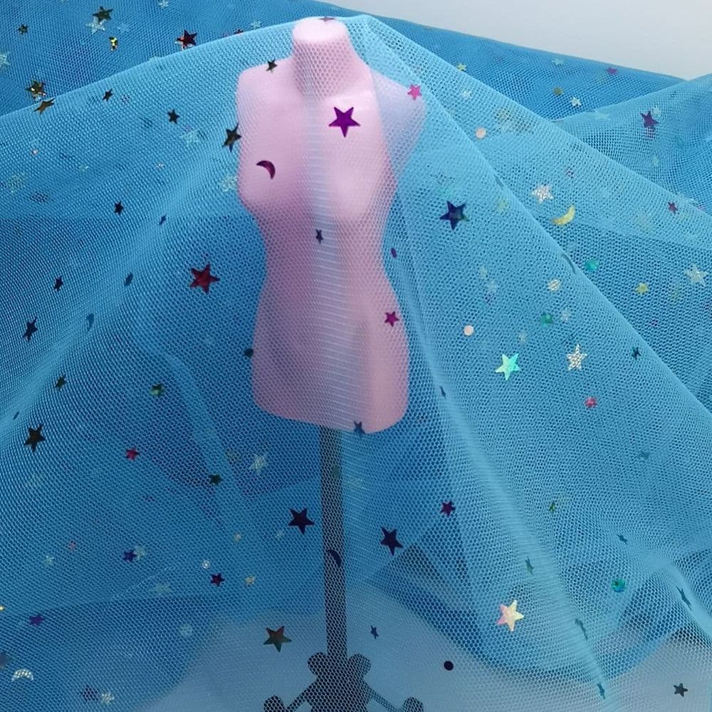 Aqua Blue Premium Soft Tulle Fabric 138 cm Wide UK