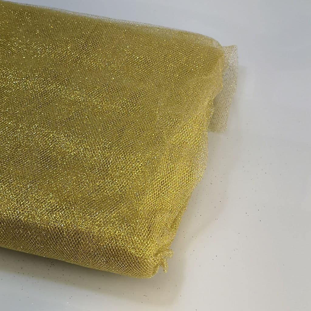 Gold Glitter Tulle Soft Fabric 54" X 20 Yards UK