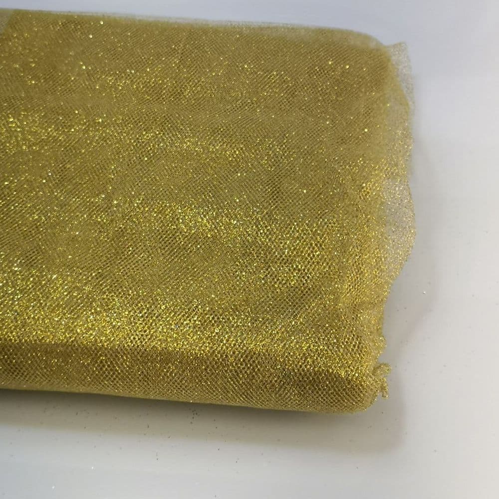 Gold Glitter Tulle Soft Fabric 54" X 20 Yards UK