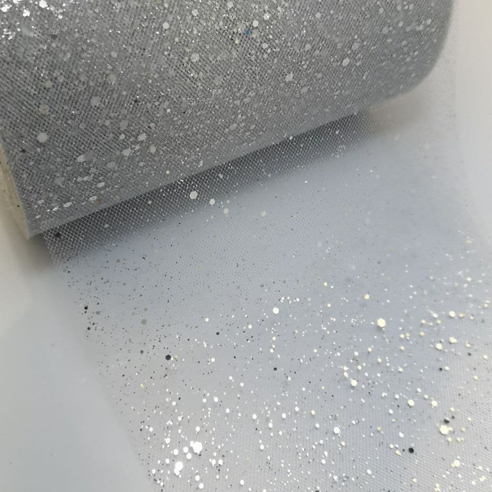 New Sliver Sparkle Glitter Soft Tulle Neeting Fabric Eurotulle
