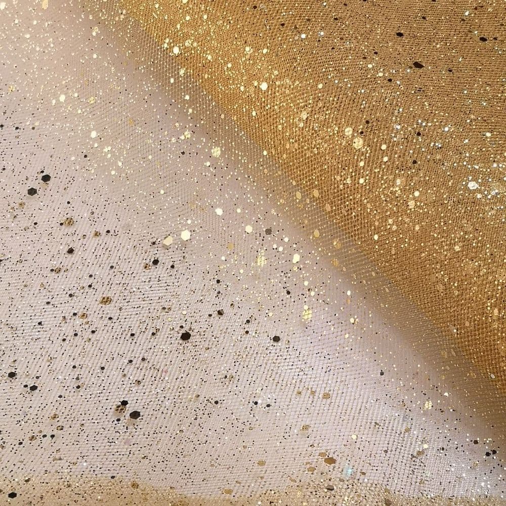 New Sparkle Glitter Gold Soft Tulle 138CM Wide