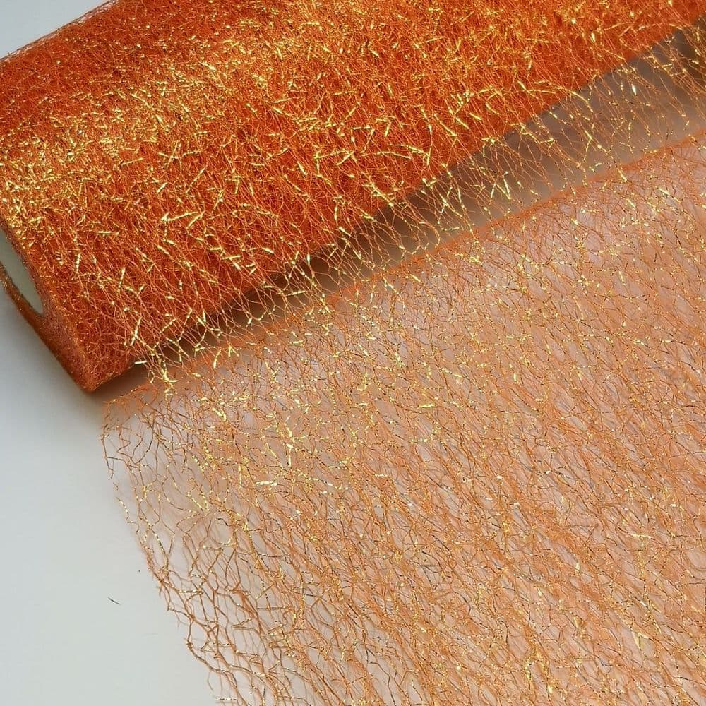 Nylon Orange Spider Metallic Tulle 10* UK