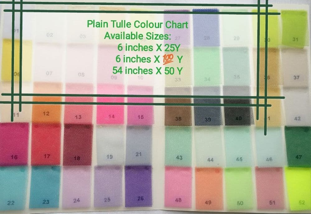 Plain Tulle Color Chart.Wholsale
