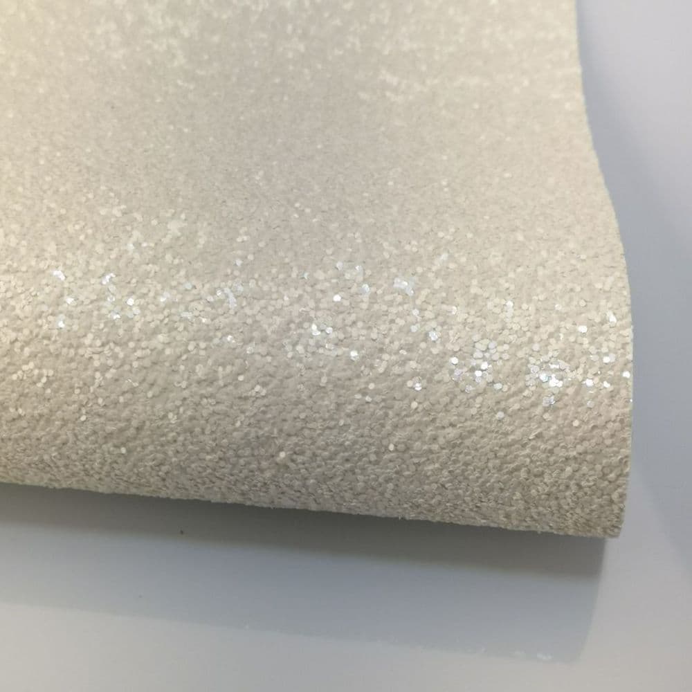 Pure White Glitter Fabric UK