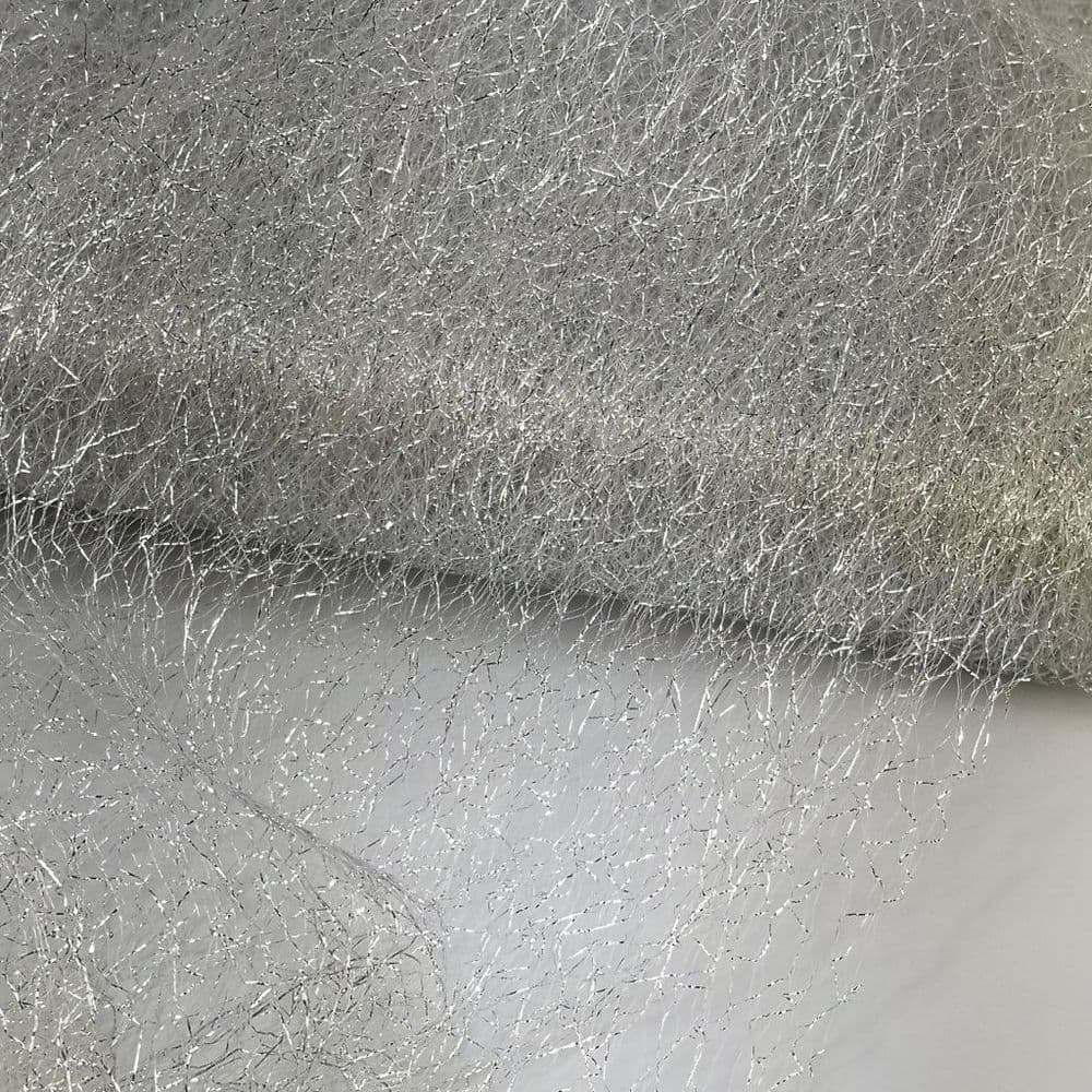 Silver Spider Metallic Tulle Fabric UK