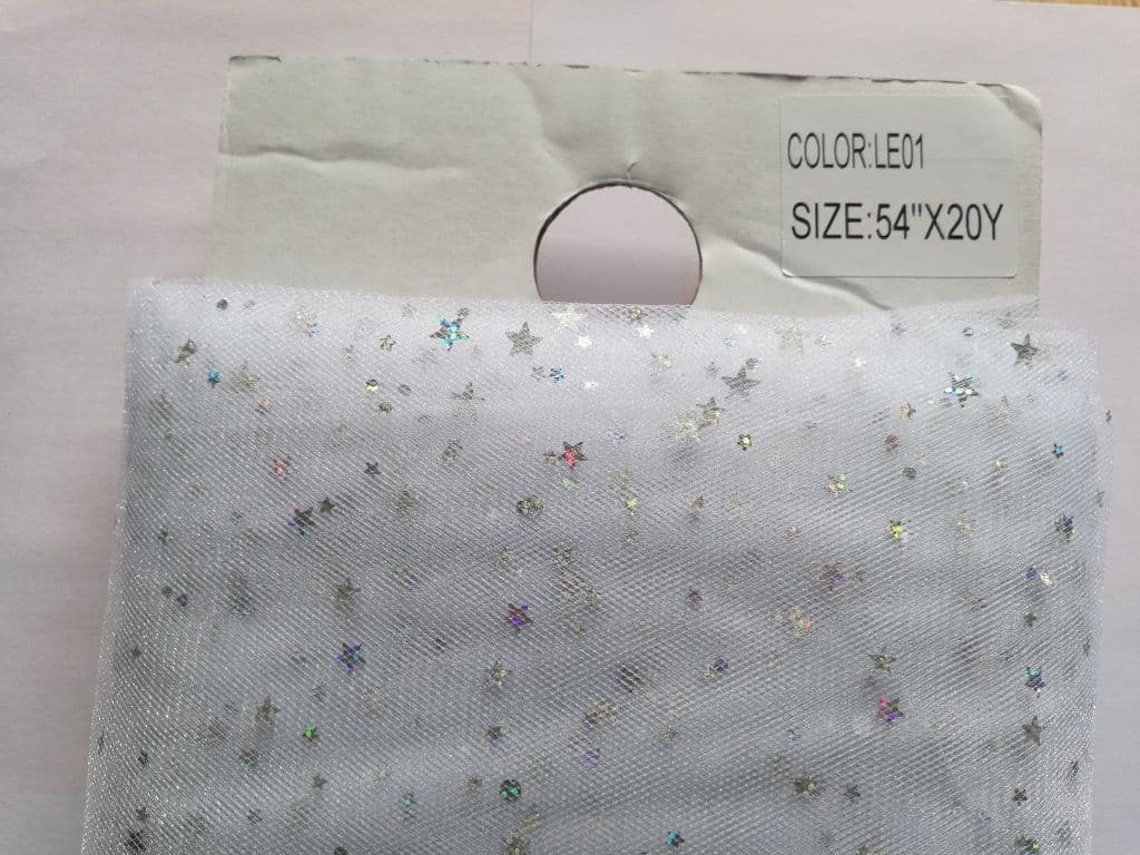Sequin Stars Shape Tulle White UK