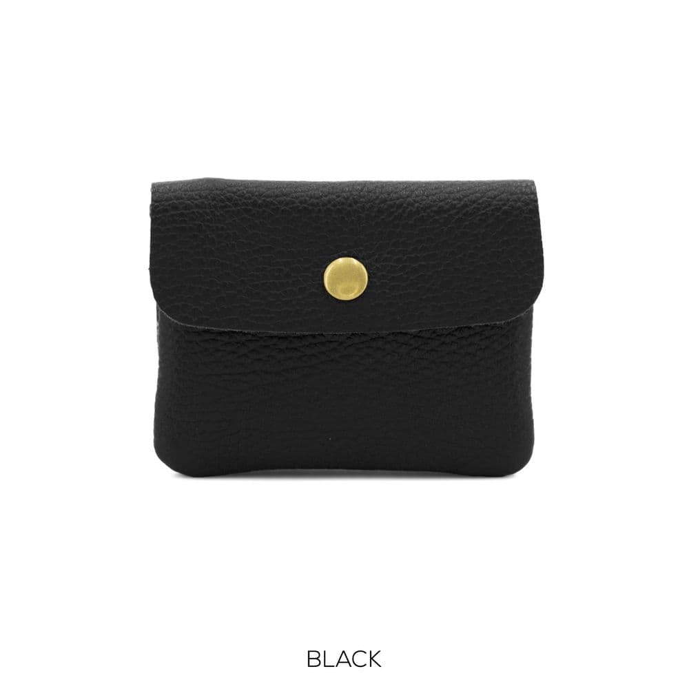 EMILY LEATHER BUTTON PURSE BLACK