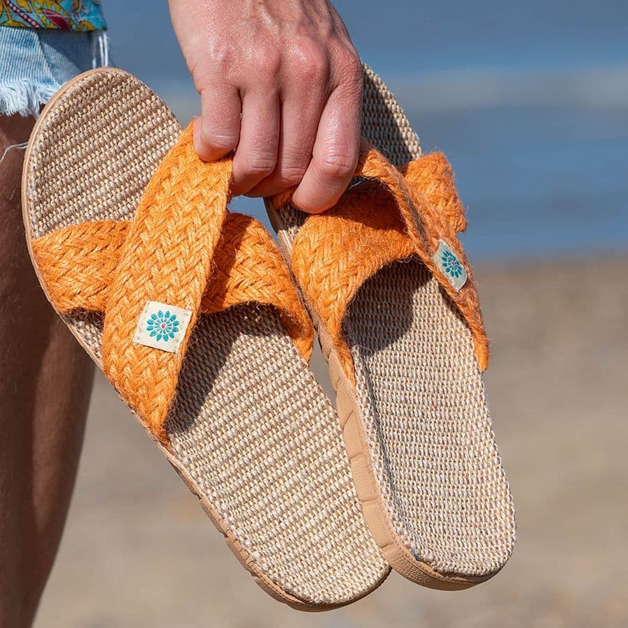 ORANGE WOVEN SUMMER SLIDERS
