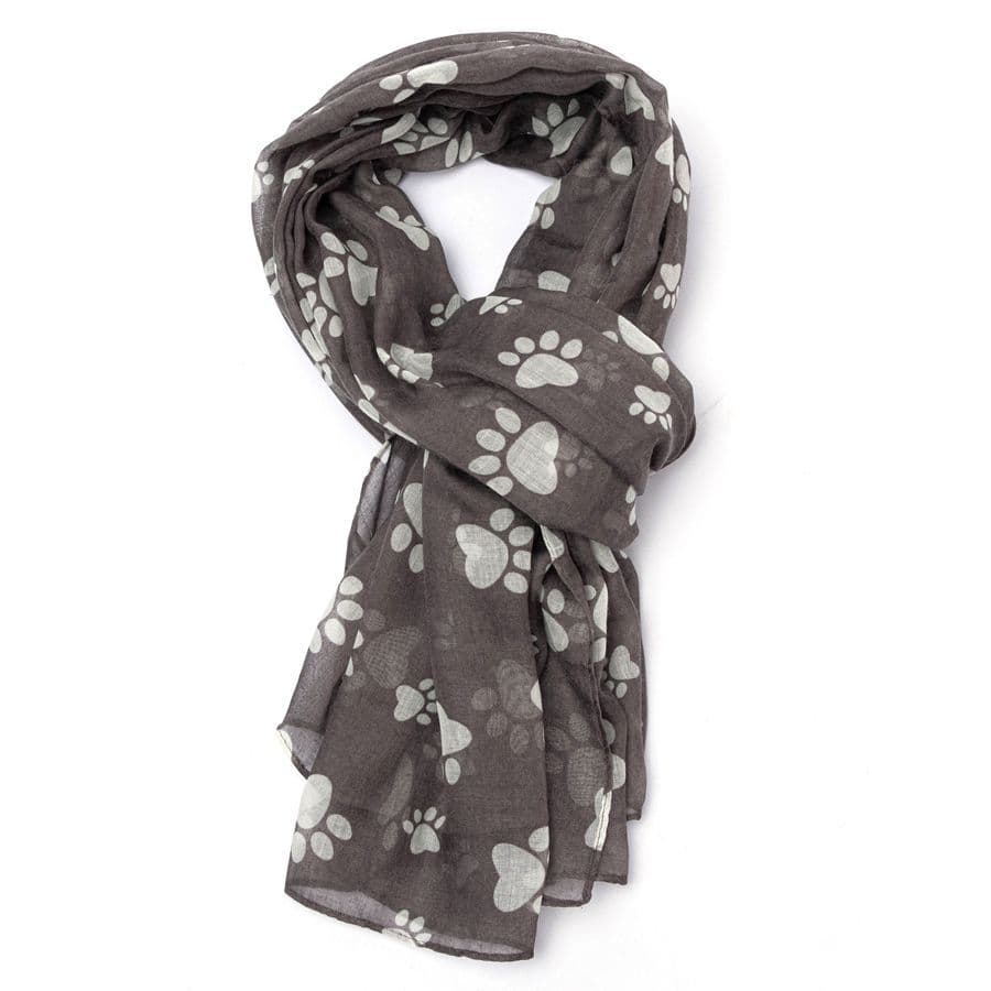 PAW PRINT SCARF GREY