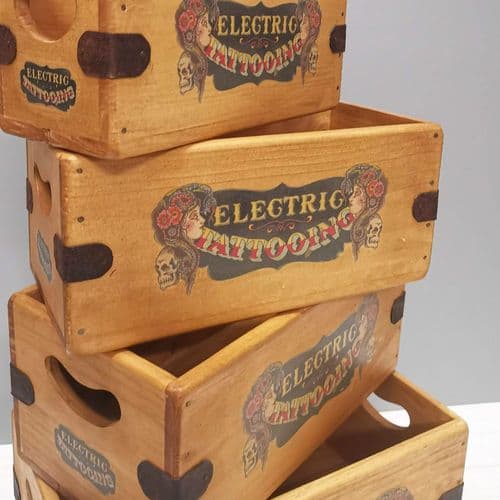 Tattoo Box Wooden Old Skool Tattooists Crate Vintage Advertising