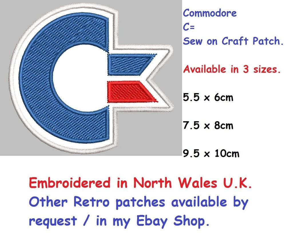 RETRO Commodore 64 Embroidered Sew on craft patch C logo badge Fabric