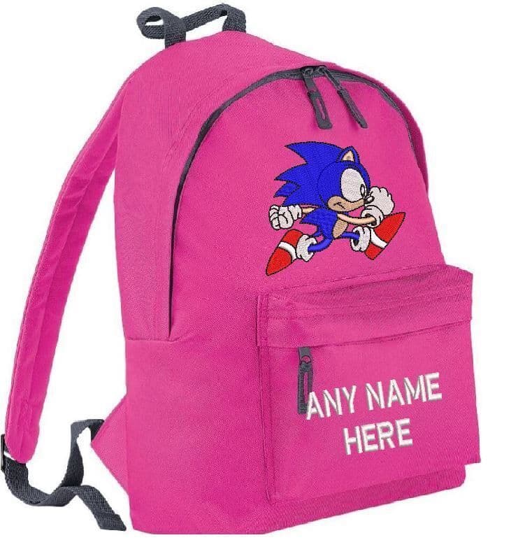 SONIC HEDGEHOG DESIGN RUCKSACK BACKPACK EMBROIDERED PERSONALISED
