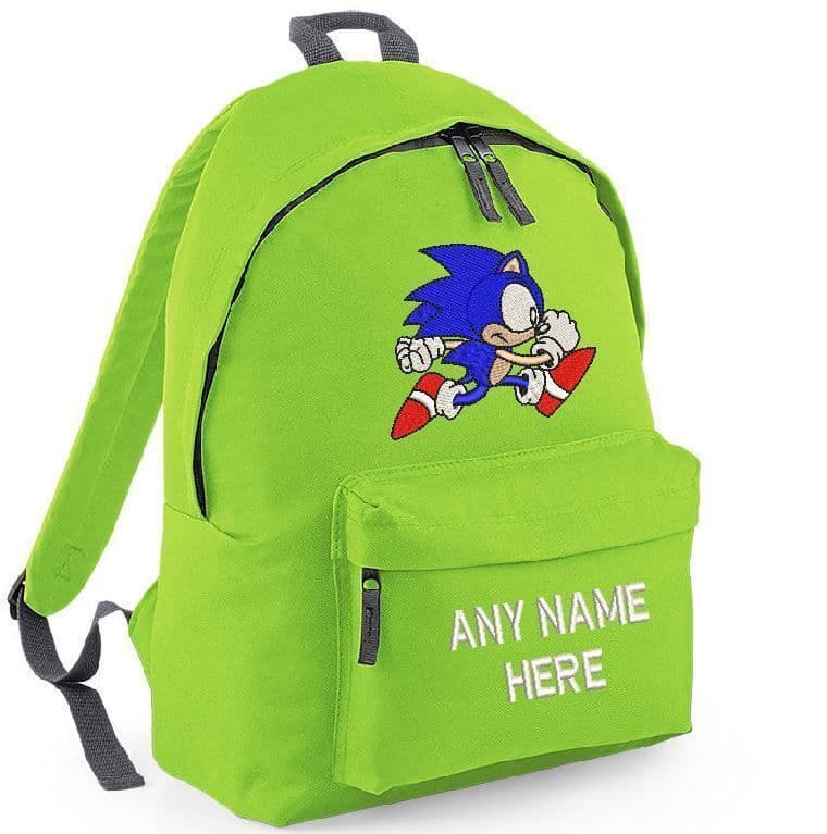 SONIC HEDGEHOG DESIGN RUCKSACK BACKPACK EMBROIDERED PERSONALISED